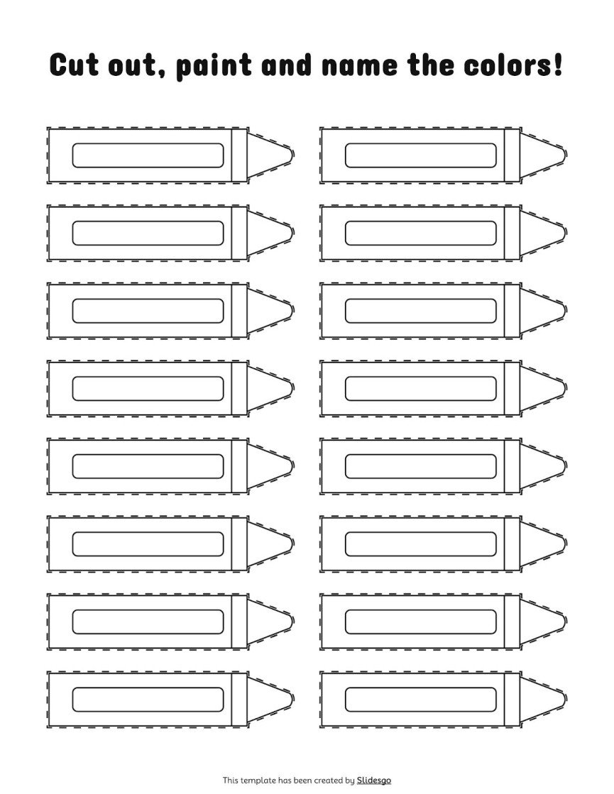 Color Crayons Cut-outs Template
