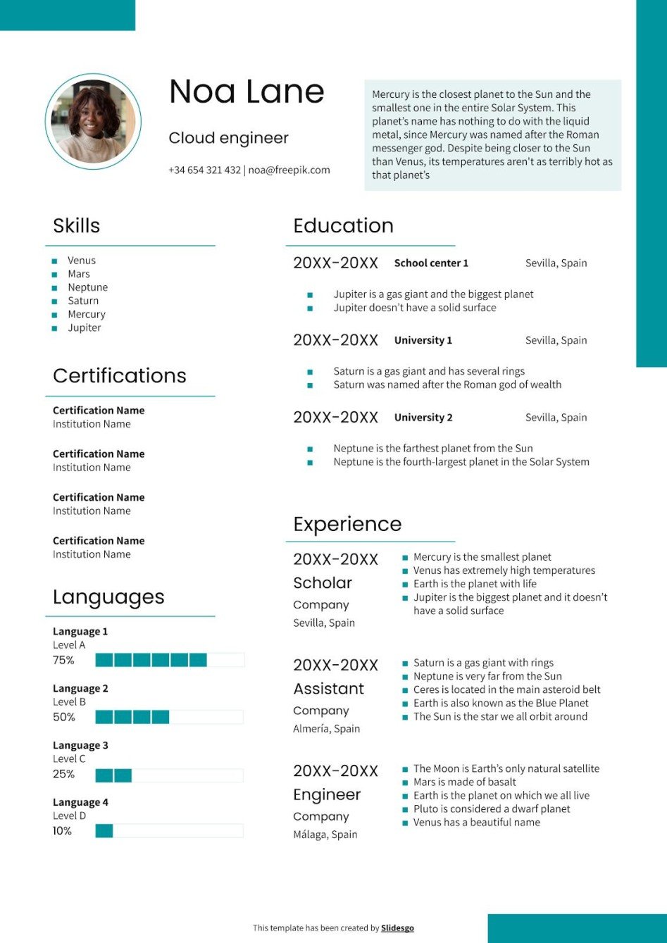 Cloud Computing Engineer CV Presentation
