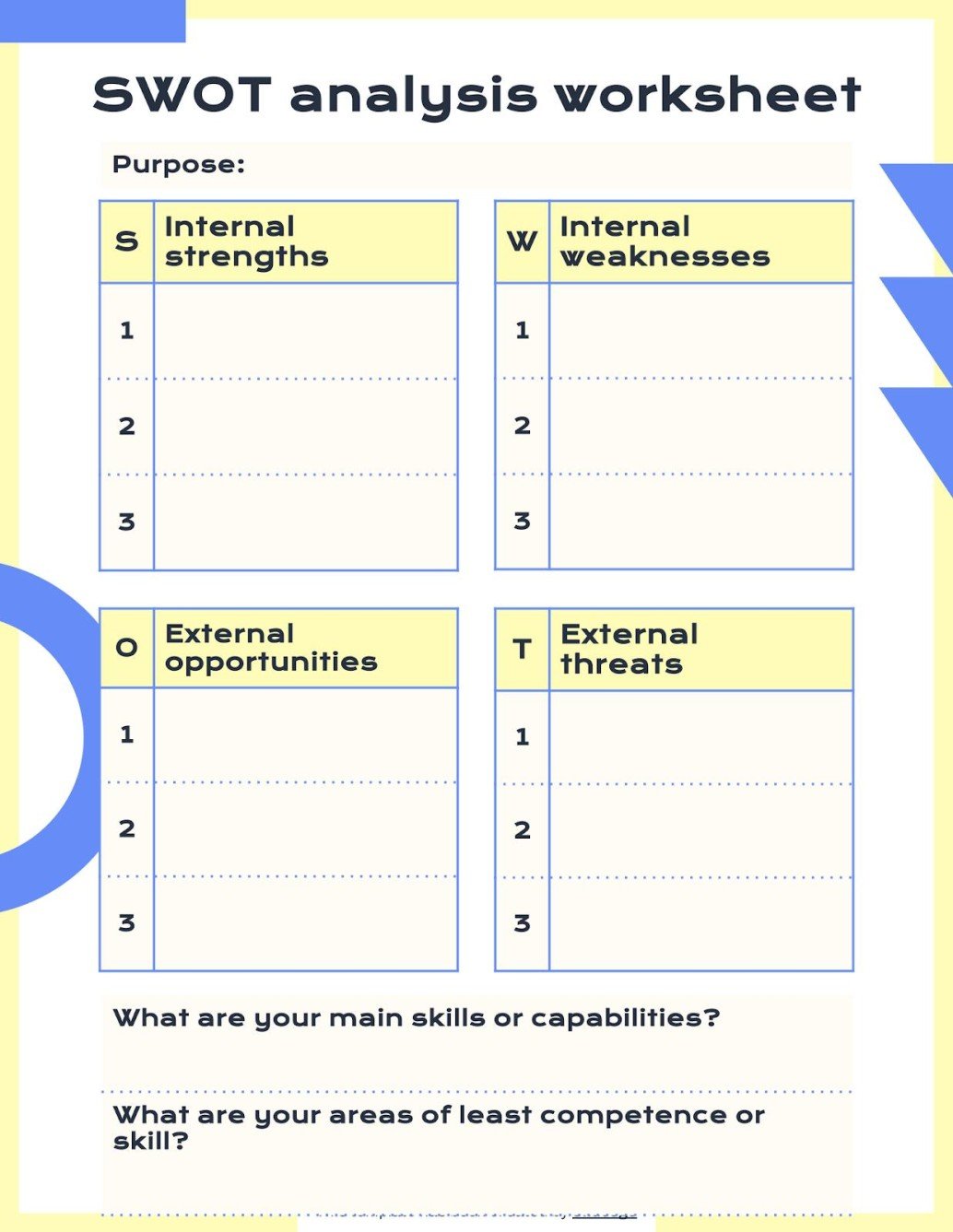 SWOT Analysis Worksheet Template