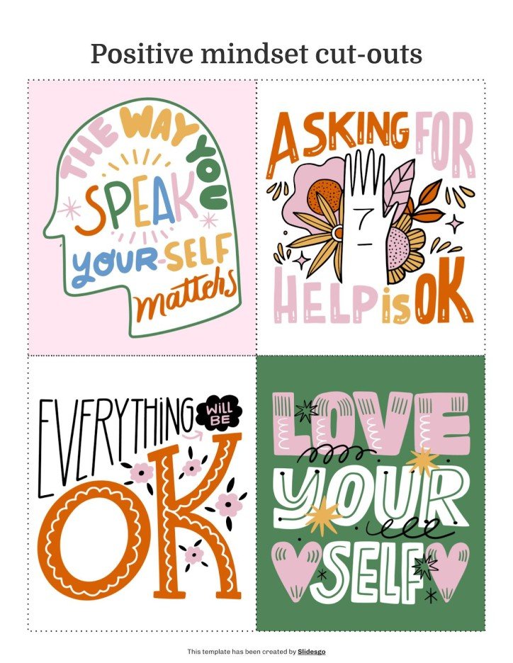 Positive Mindset Cut-outs Template