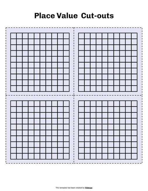 Place Value Cut-outs Template