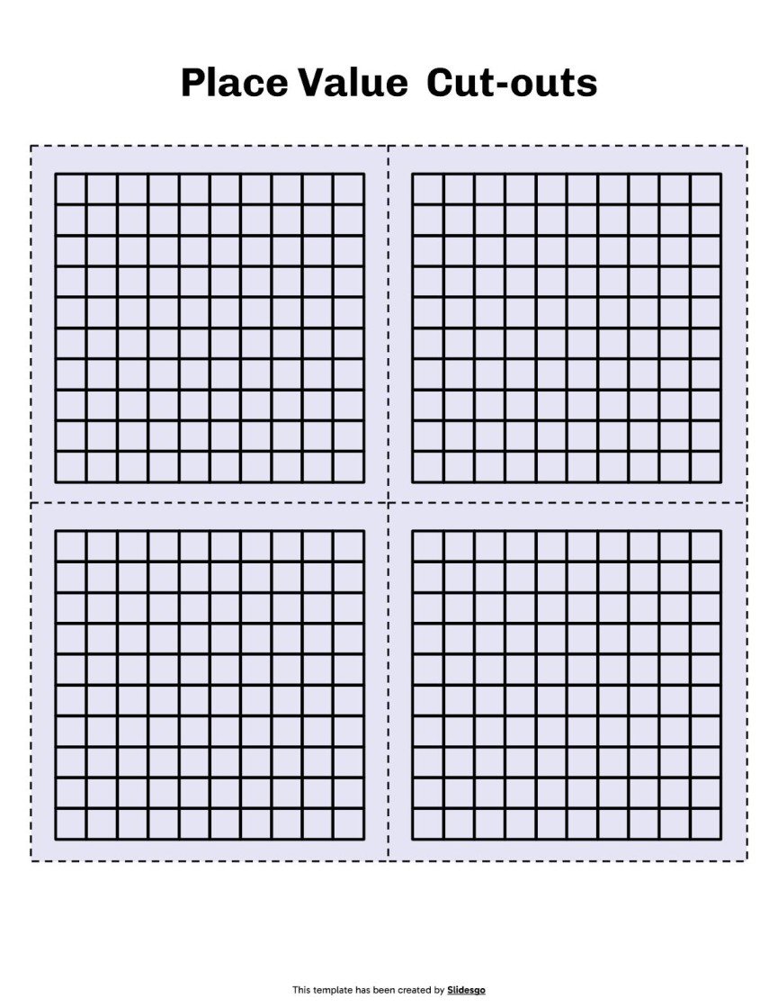 Place Value Cut-outs Template