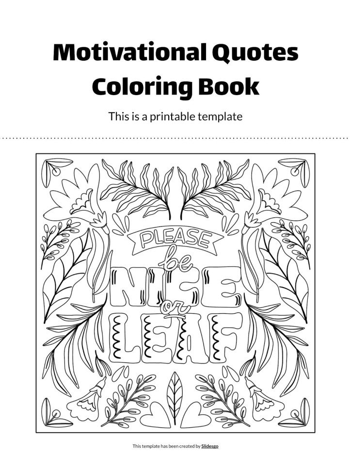 Motivational Quotes Coloring Book Template