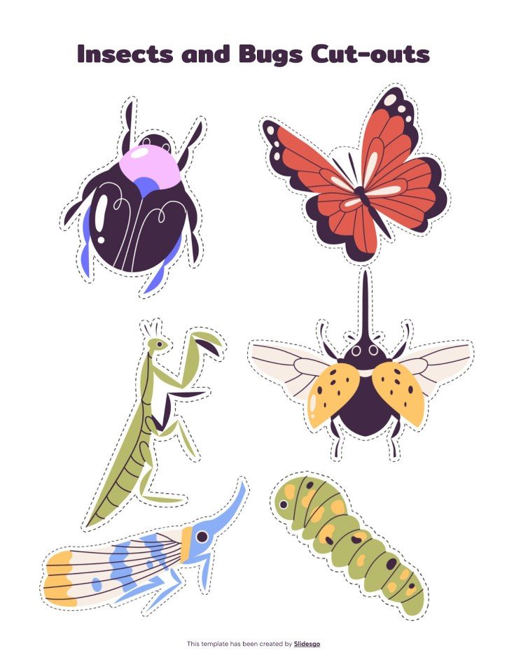 Insects and Bugs Cut-outs Template