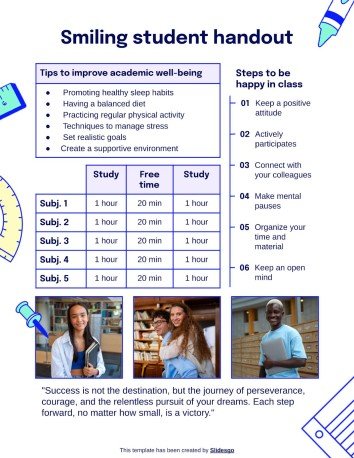 Smiling Student Handout Template