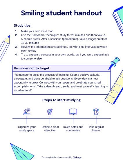 Smiling Student Handout Template