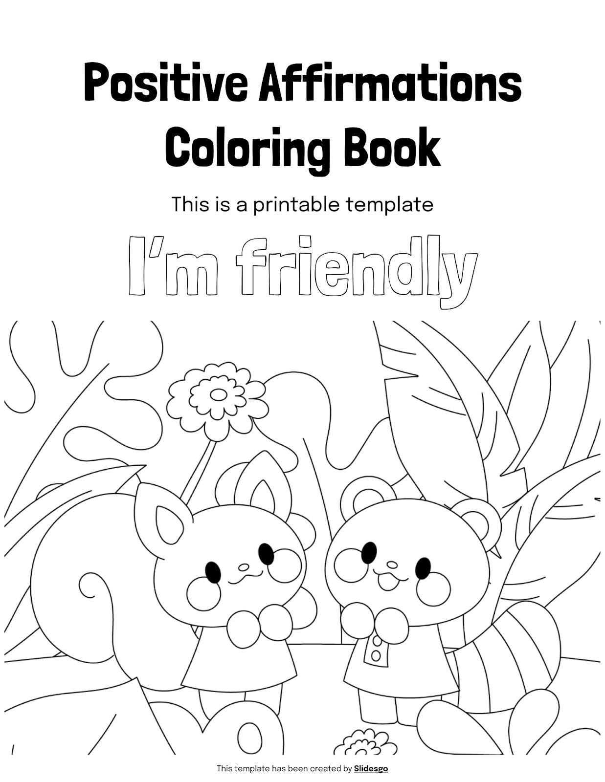 Positive Affirmations Coloring Book Template