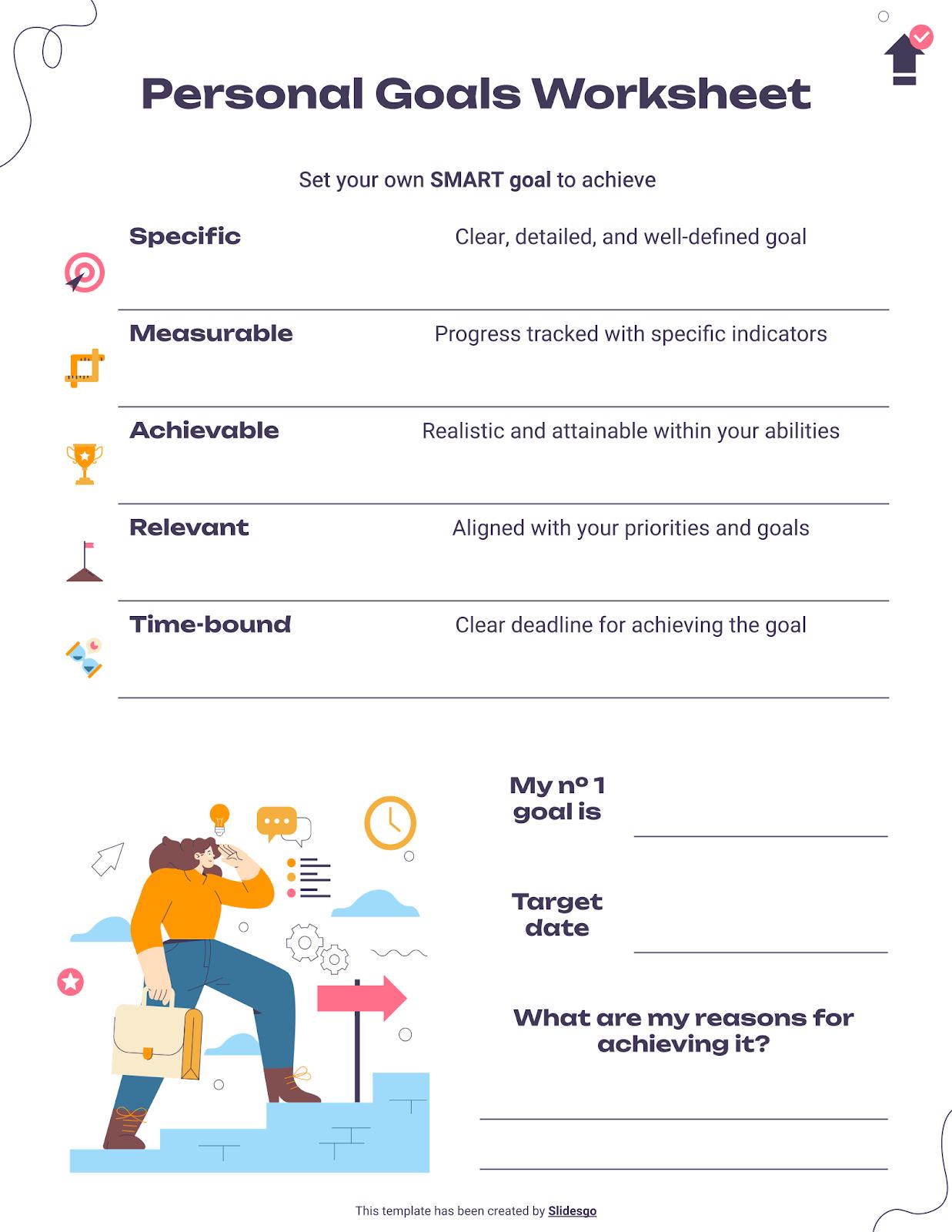 Personal Goals Worksheet Template