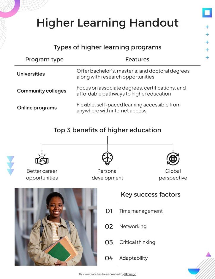 Higher Learning Handout Presentation