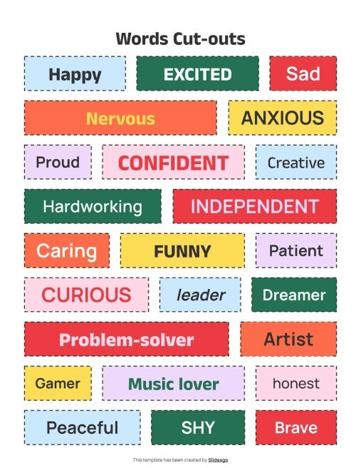 Words Cut-outs Template