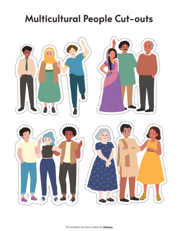 Multicultural People Cut-outs Template