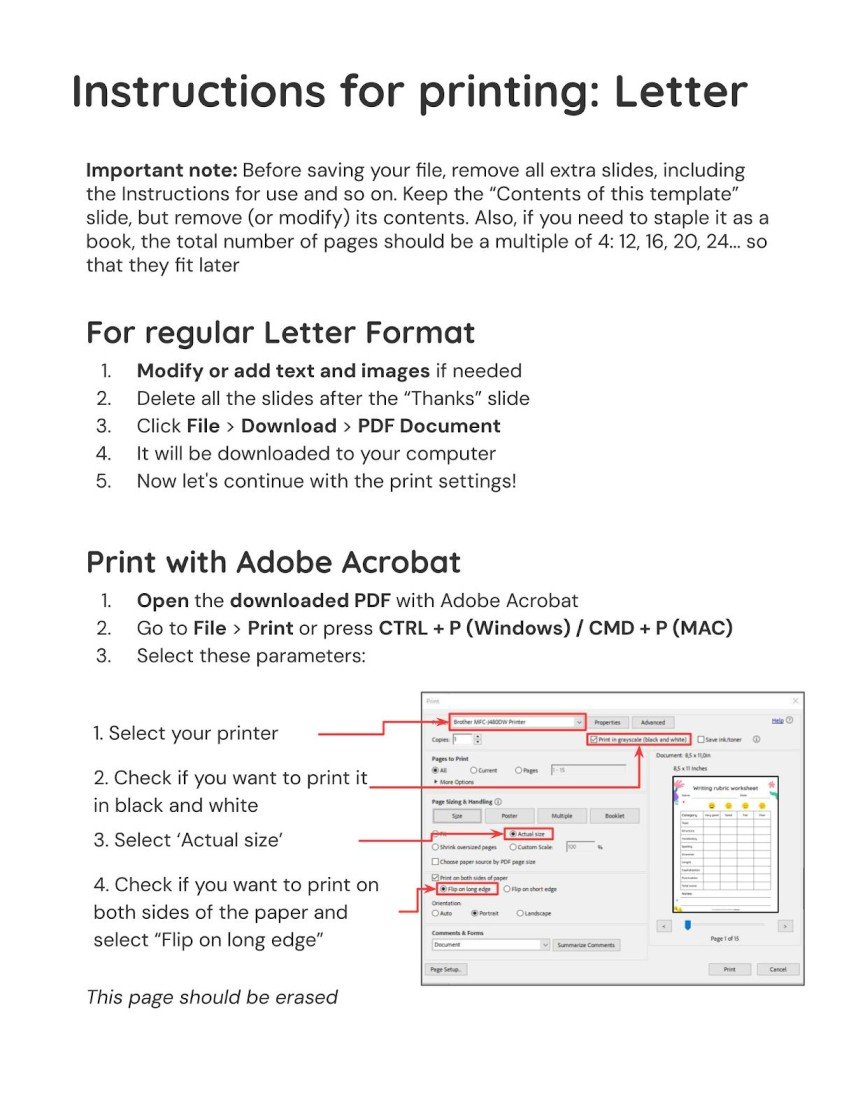 Plantilla Hoja de trabajo de rúbrica de escritura
