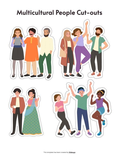 Multicultural People Cut-outs Template
