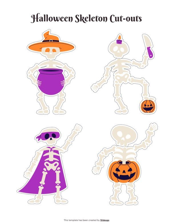 Halloween Skeleton Cut-outs Template