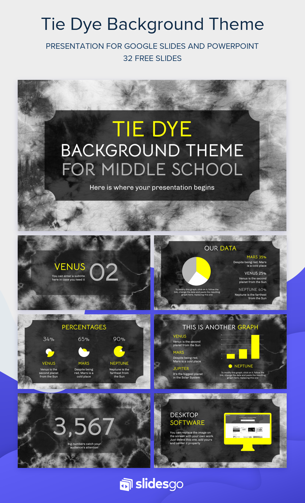 Tie Dye Background Theme | Google Slides & PowerPoint template