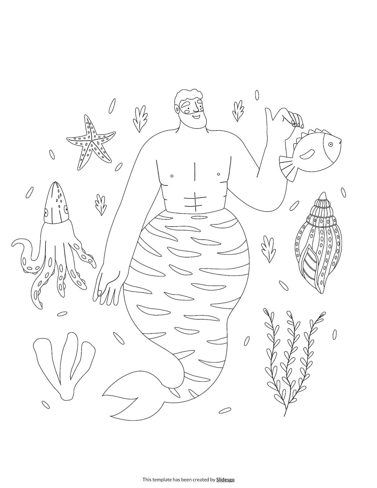 Mermaid Coloring Book Template