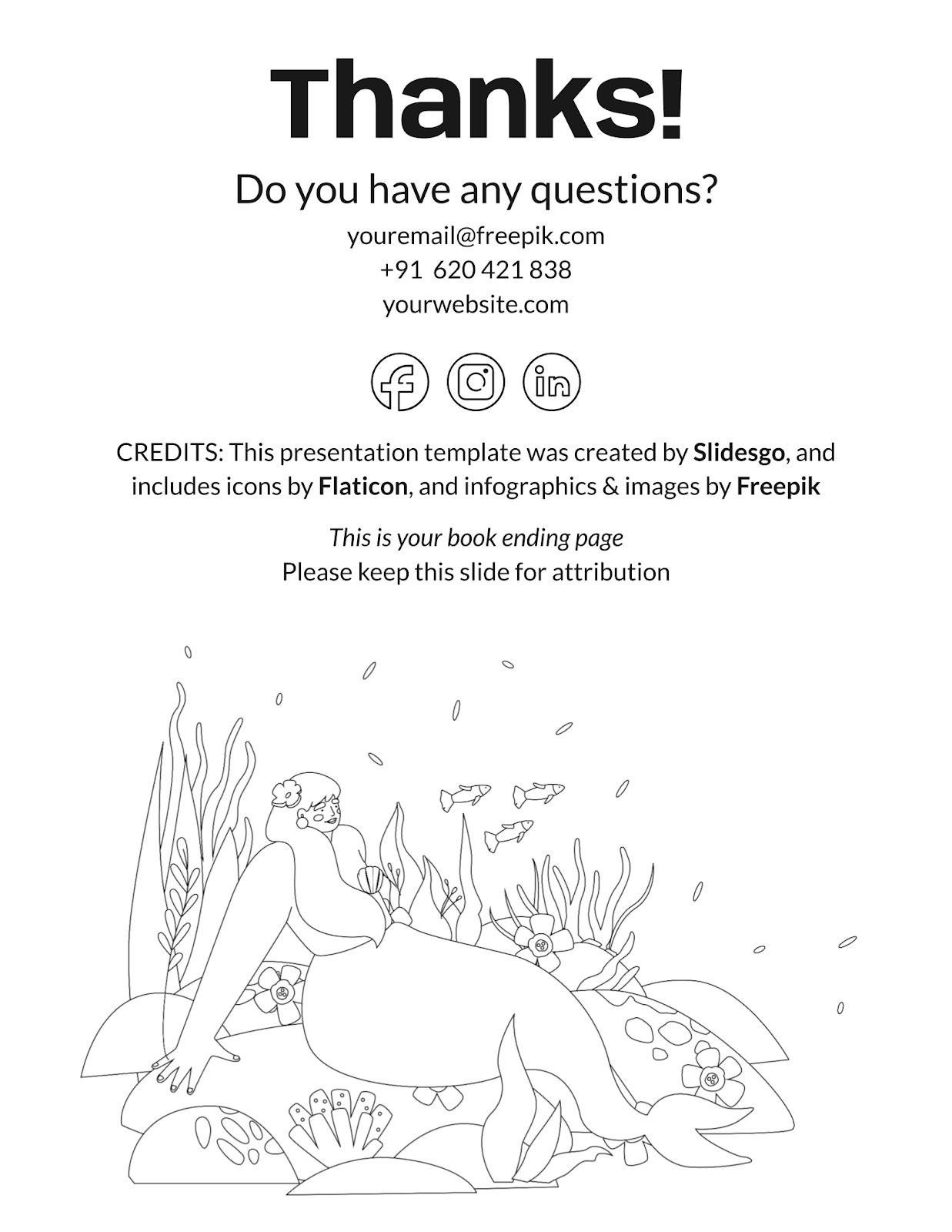 Mermaid Coloring Book Template