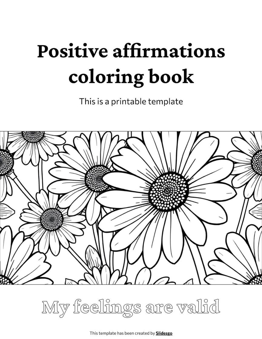 Positive Affirmations Coloring Book Template