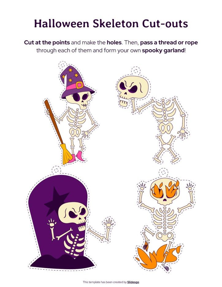 Halloween Skeleton Cut-outs Template