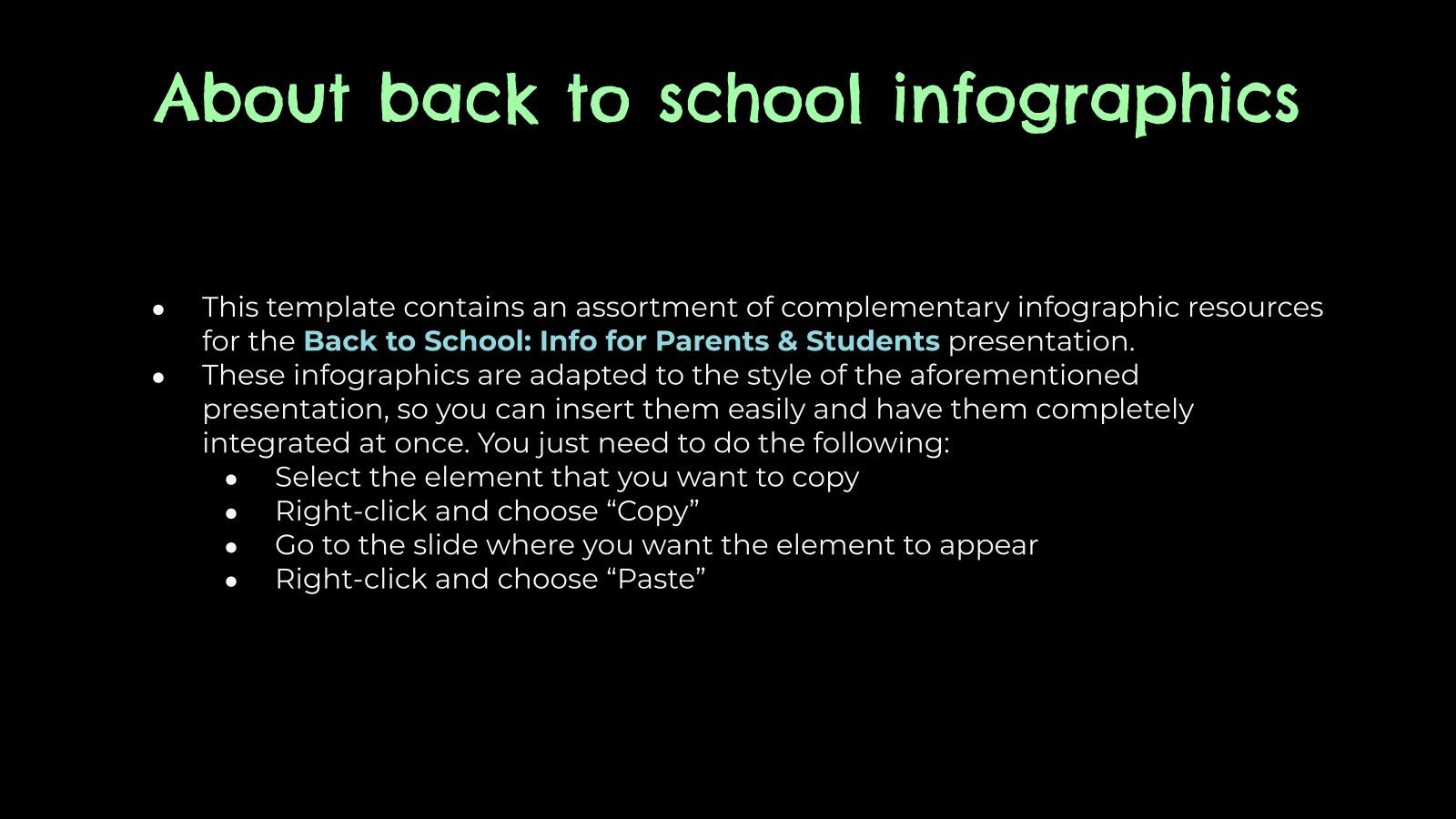Back to School: Info for Parents & Students Infographics