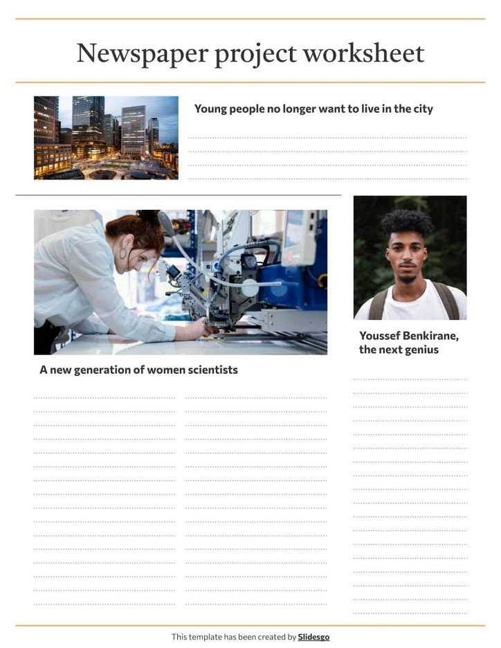 Newspaper Project Worksheet Presentation