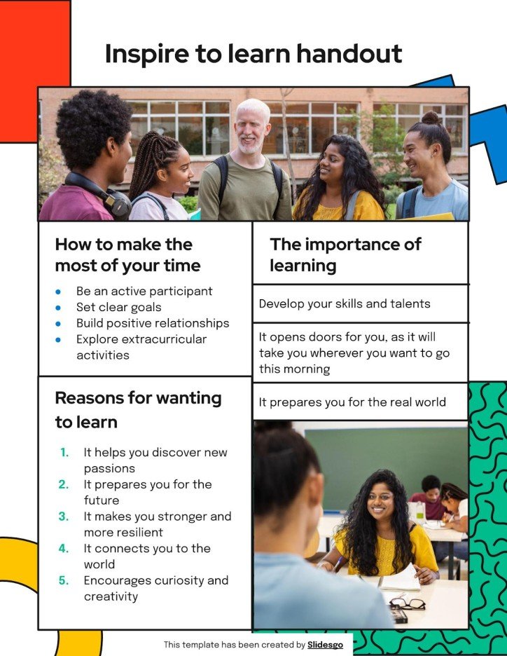 Inspire to Learn Handout Template