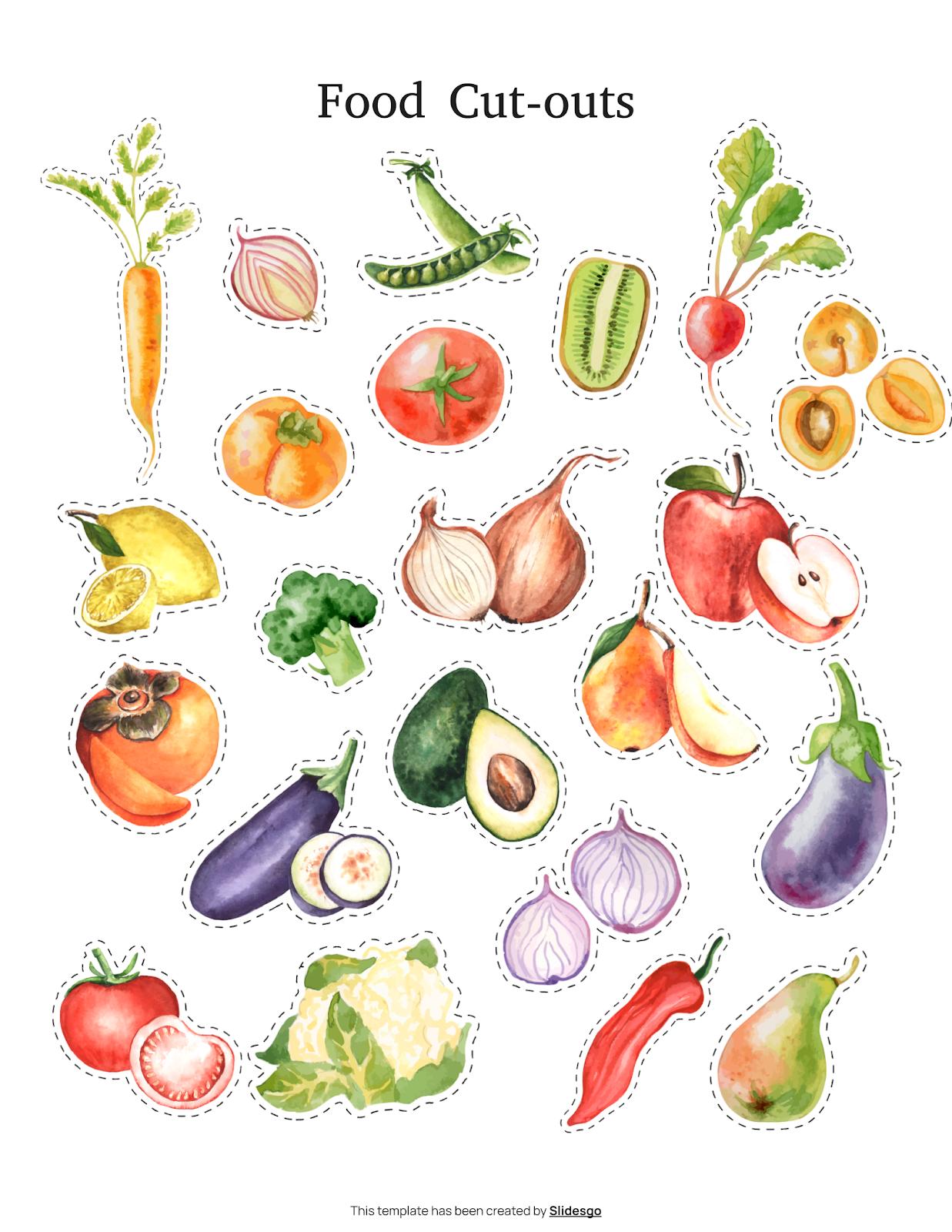 Plantilla Recortes de alimentos