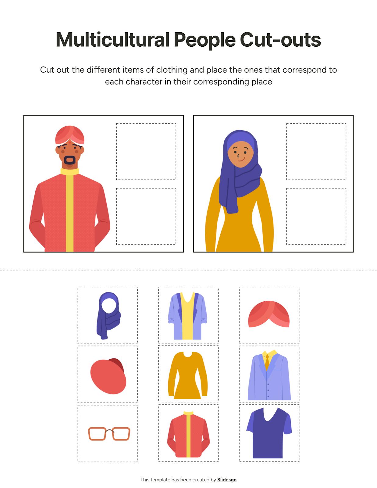 Multicultural People Cut-outs Template
