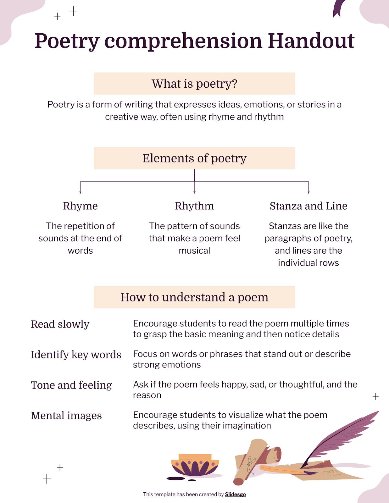 Poetry comprehension Handout Template