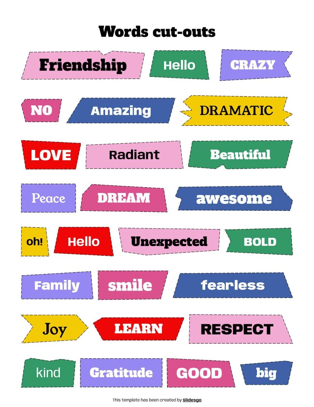 Words Cut-outs Template