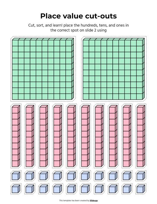 Place Value Cut-outs Template