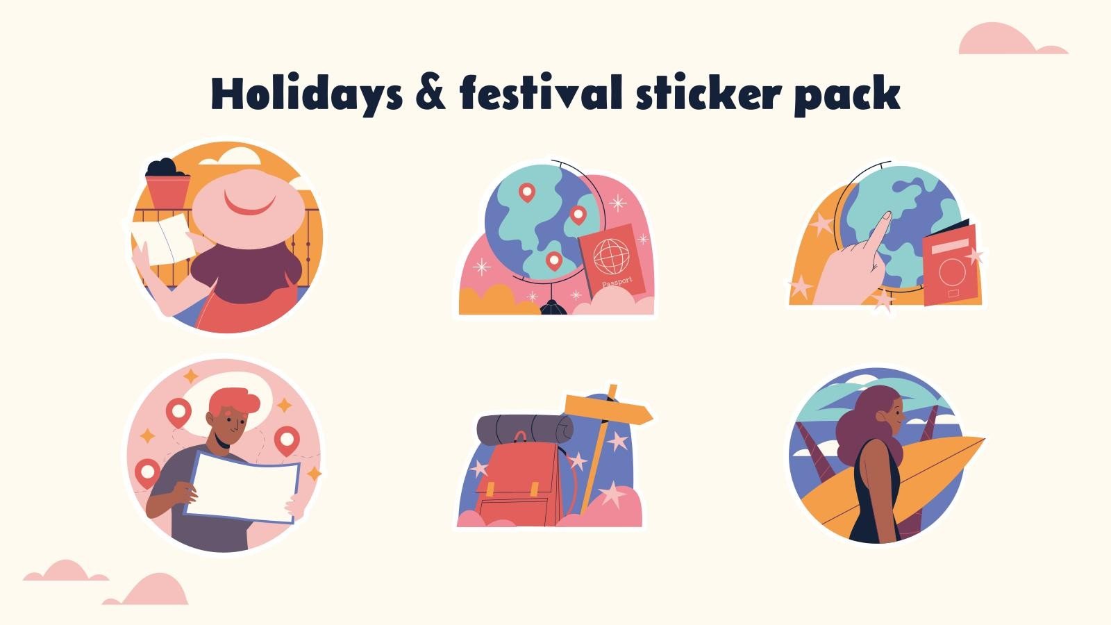Plantilla Paquete de pegatinas de días festivos y festivales