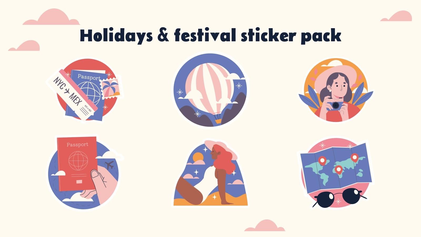 Plantilla Paquete de pegatinas de días festivos y festivales