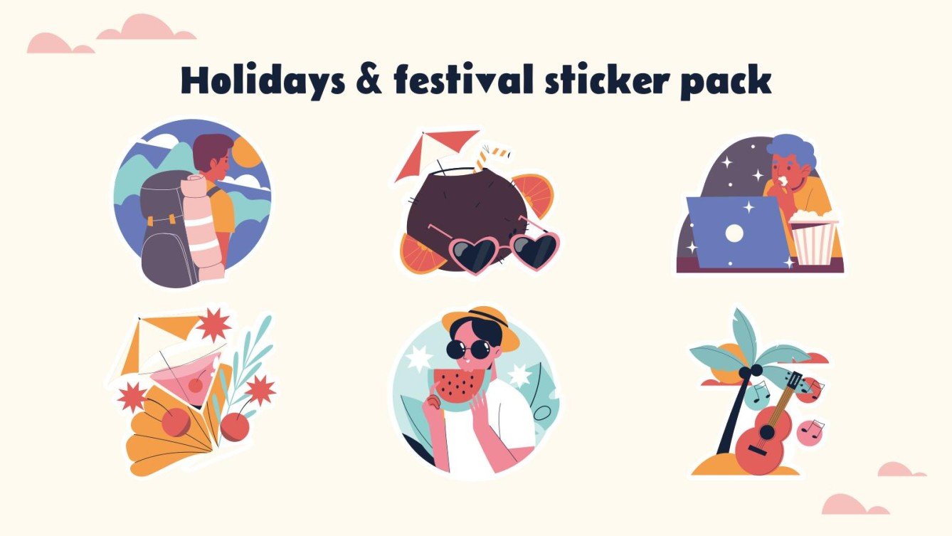 Plantilla Paquete de pegatinas de días festivos y festivales