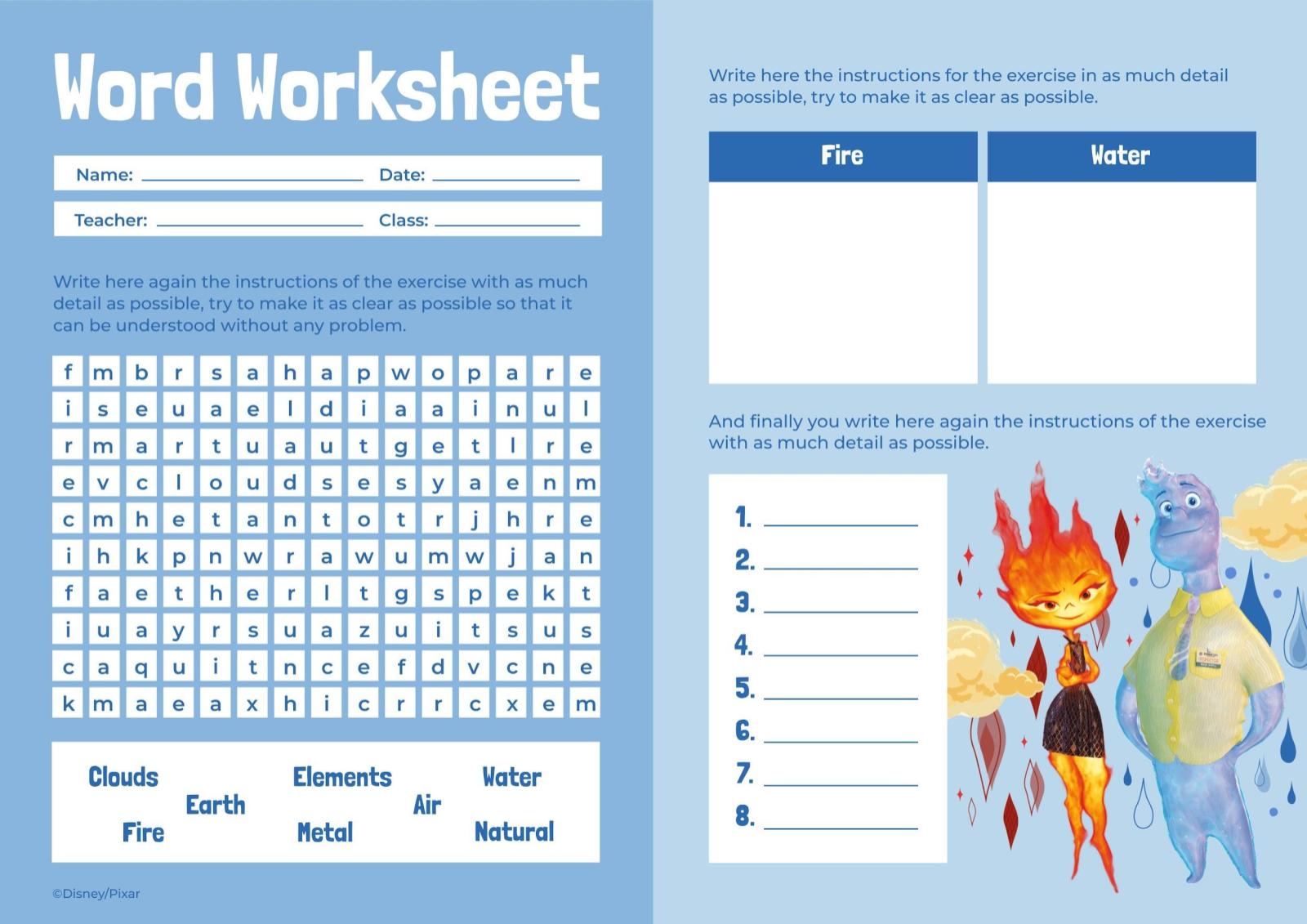 Elemental Word Search Worksheet Presentation