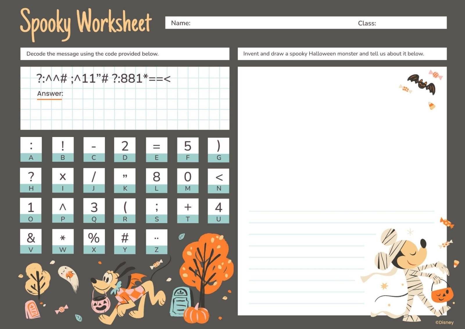 Mickey Mouse and Friends Halloween Worksheet Presentation