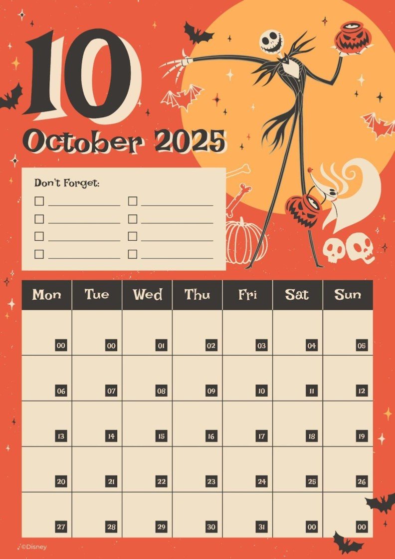 Tim Burton's The Nightmare Before Christmas Monthly Calendar