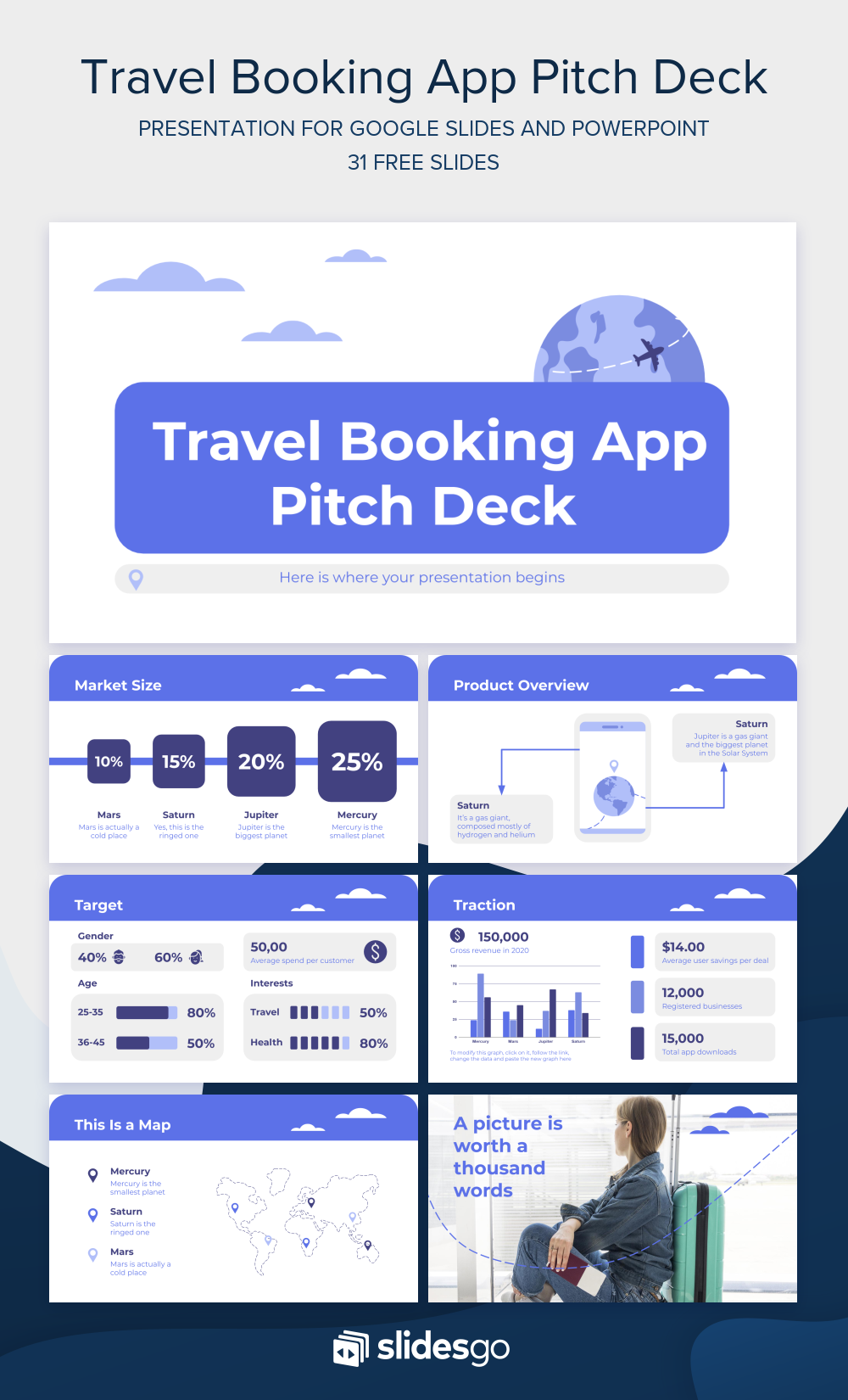 Travel Booking App Pitch Deck Google Slides & PPT template