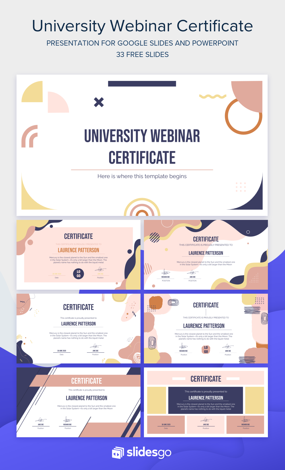 University Webinar Certificate Google Slides & PPT template