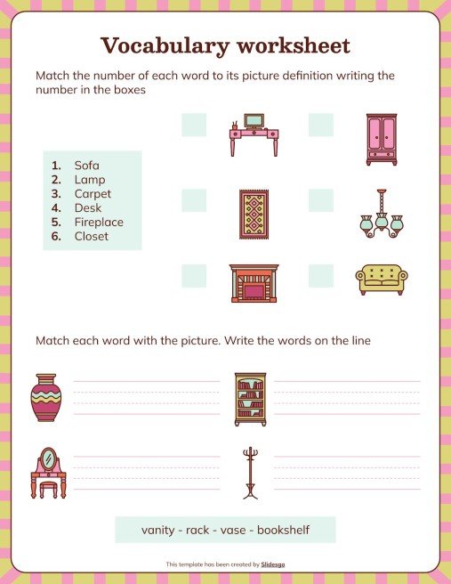 Vocabulary Worksheet Presentation