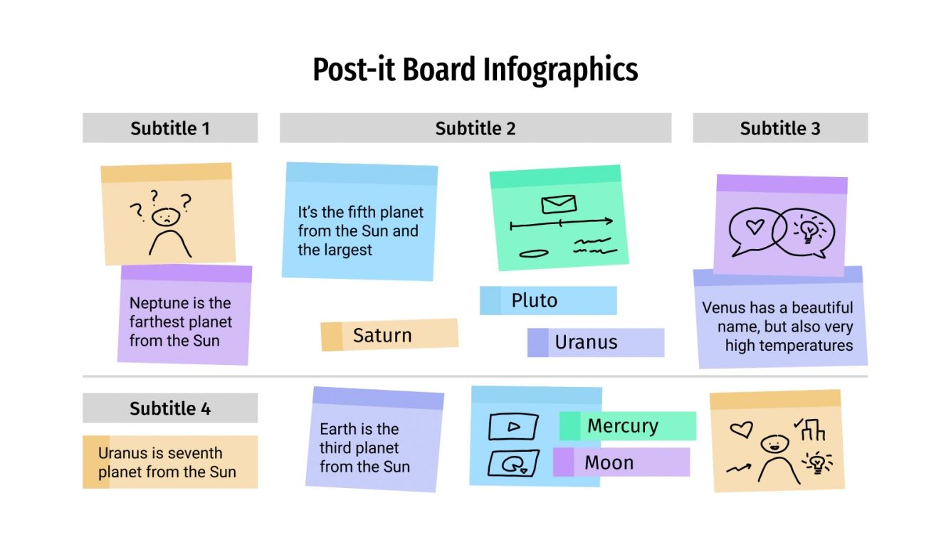 Post-it Board Infographics for Google Slides and PowerPoint
