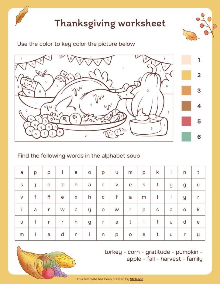 Printable Thanksgiving Worksheet Presentation
