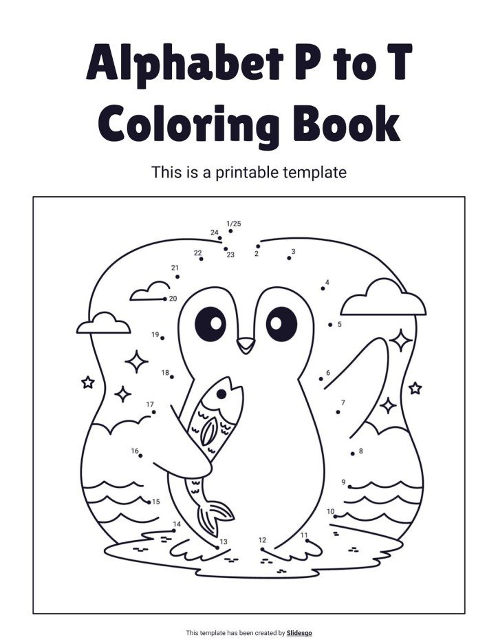 Alphabet P to T Coloring Book Template