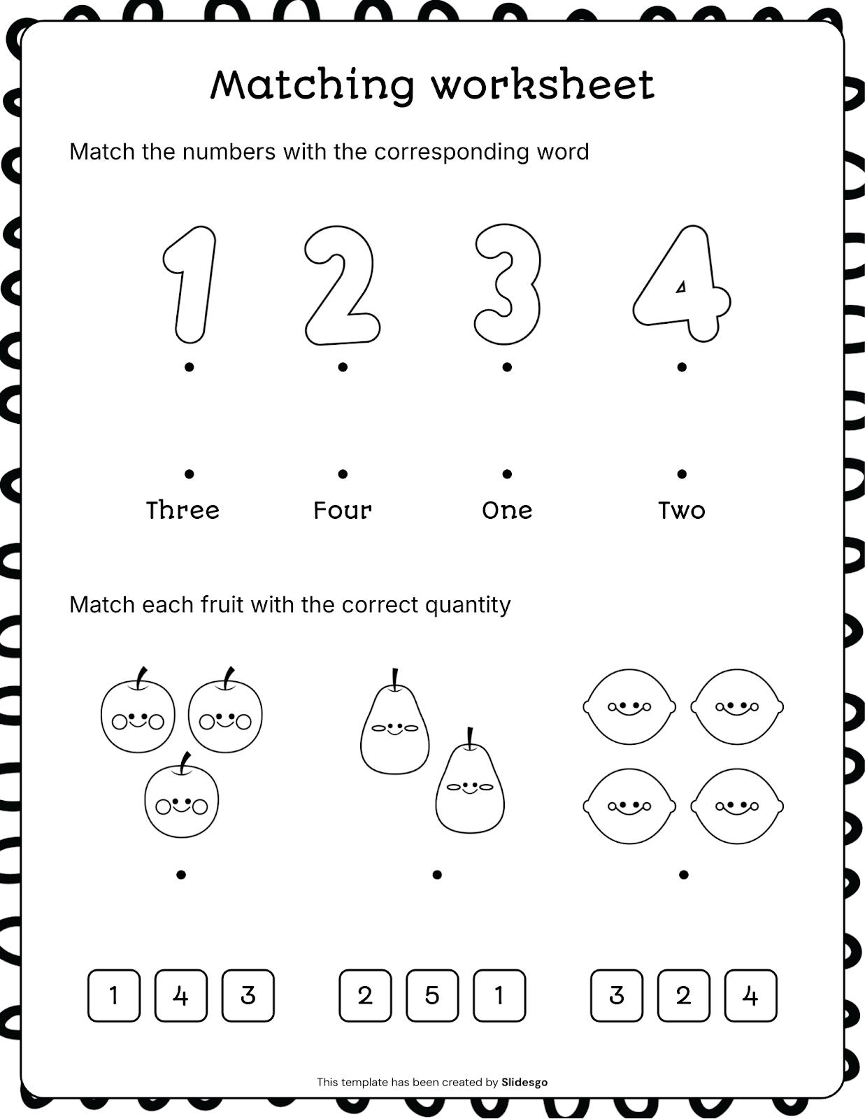 Matching Worksheet Presentation