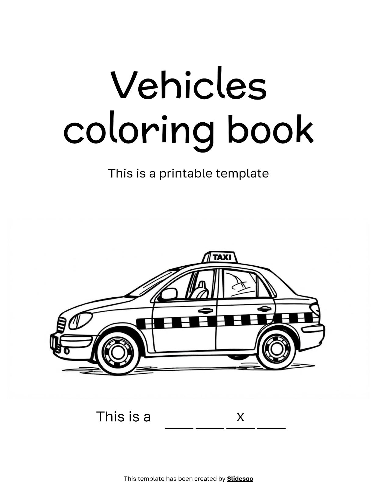 Vehicles Coloring Book Template