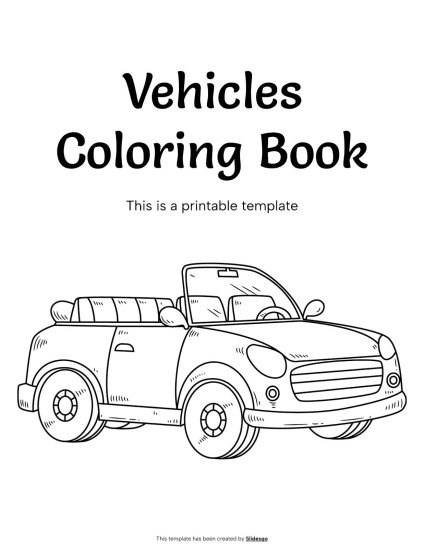 Plantilla Libro para colorear de vehículos
