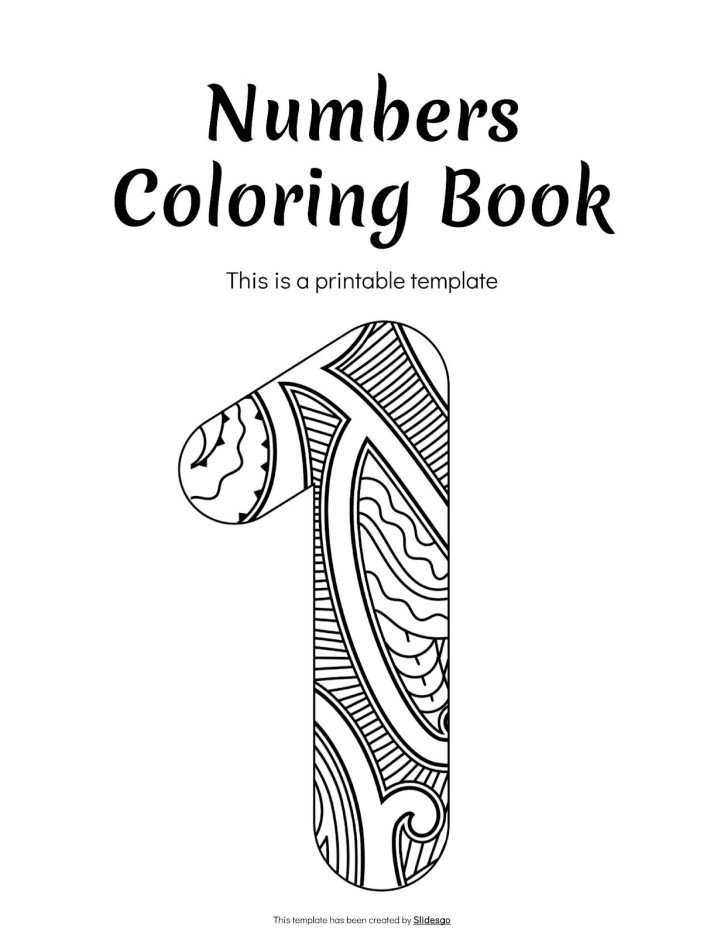 Numbers Coloring Book Template