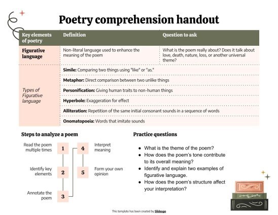 Poetry Comprehension Handout Template