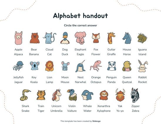 Alphabet Handout Presentation