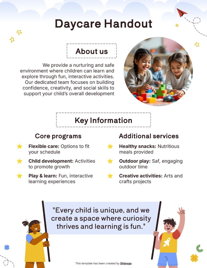 Daycare Handout Template